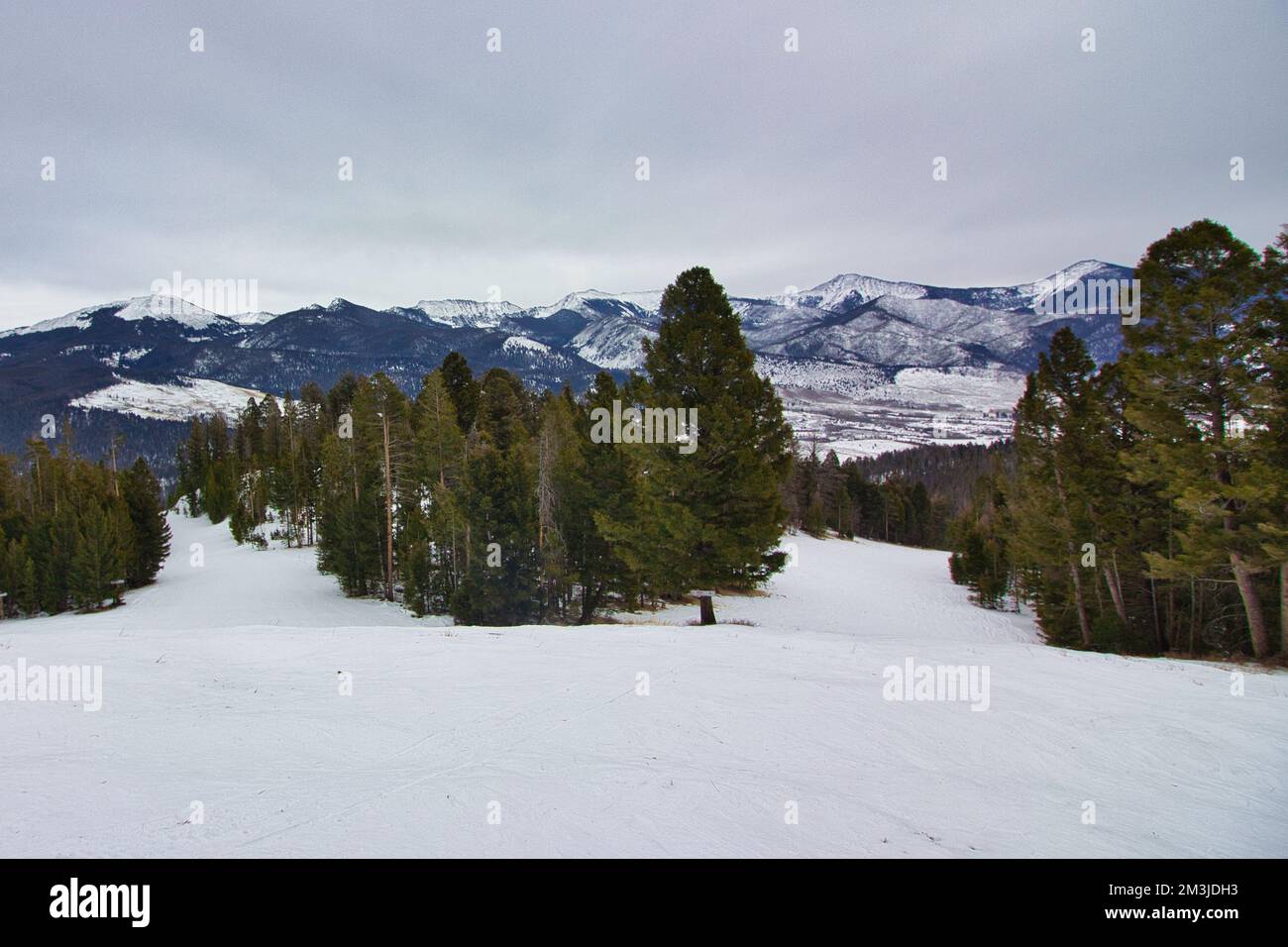 Two Diverging Runs at Maverick Mountain Ski Area in Montana Stock Photo ...