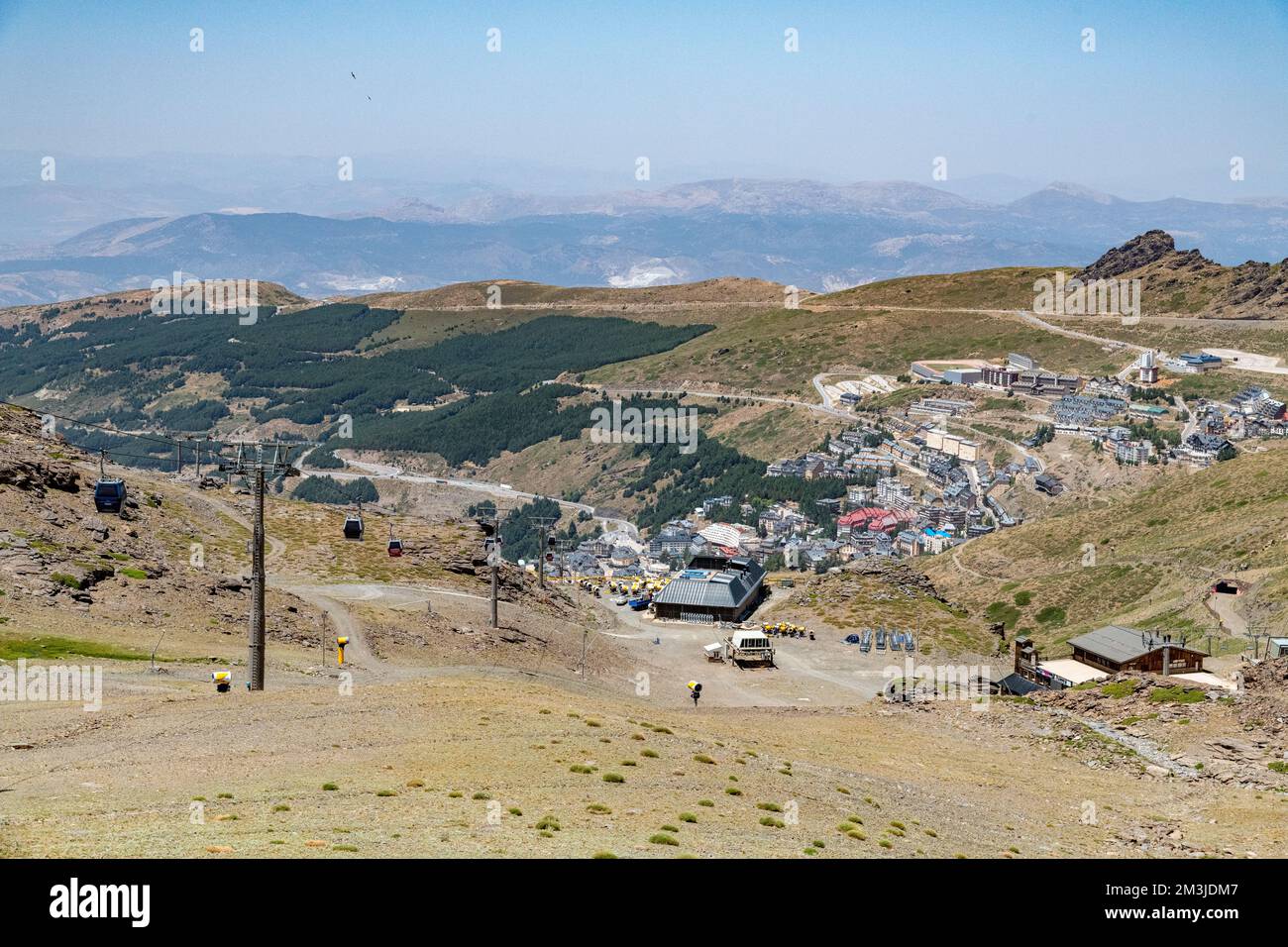 The ski lift system in the Sierra Nevada mountain range in Andalusia ...