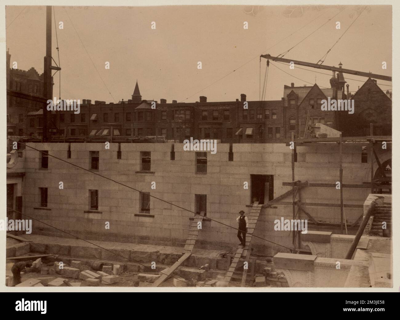 North wall of Courtyard, construction of the McKim Building , Public ...
