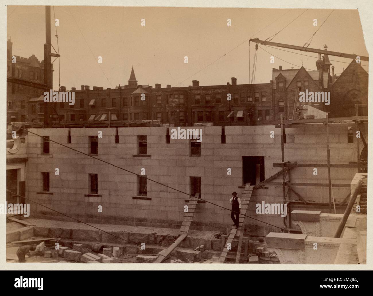 North wall of Courtyard, construction of the McKim Building , Public ...