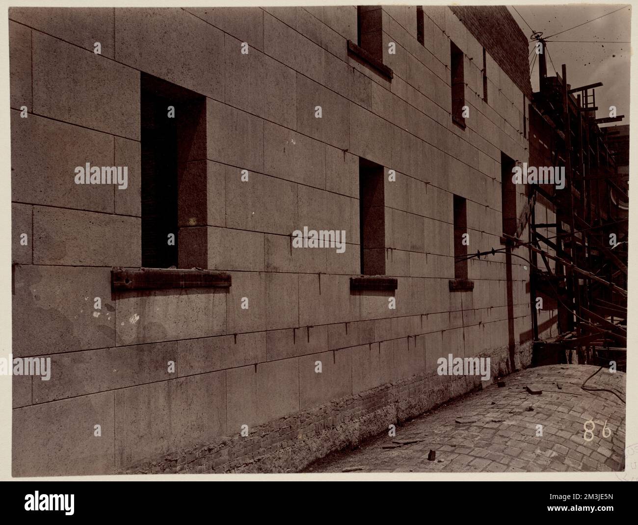 North wall of Courtyard, construction of the McKim Building , Public ...