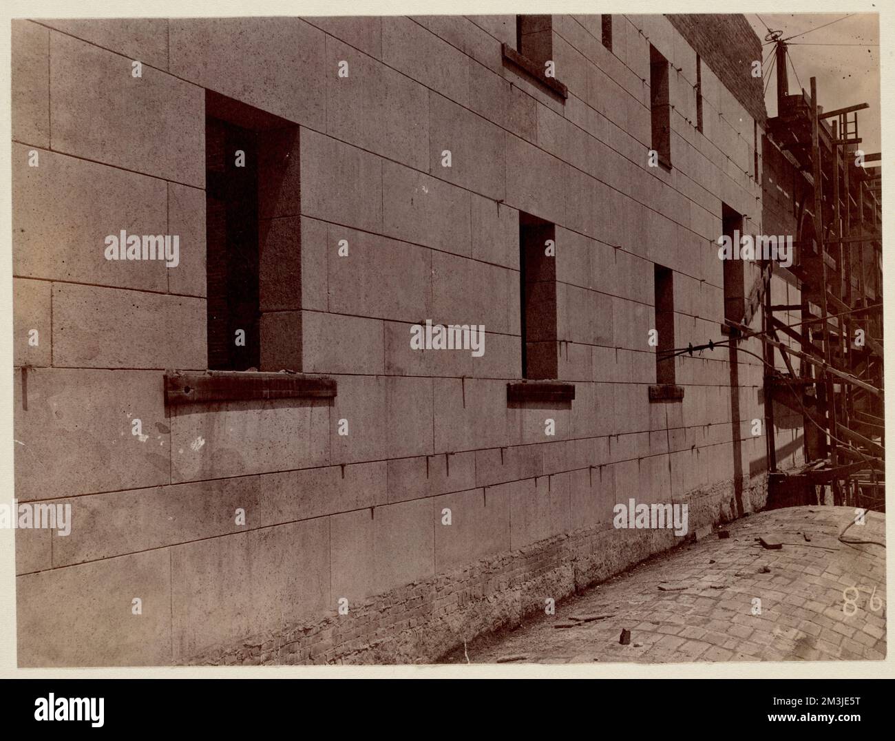 North wall of Courtyard, construction of the McKim Building , Public ...