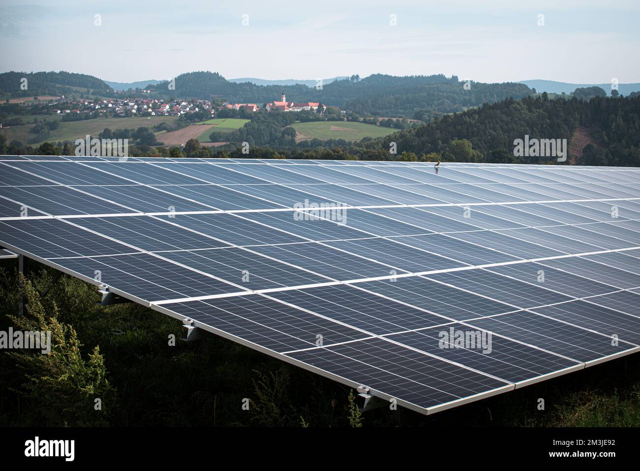 The solar system in the large photovoltaic power plant at daytime Stock ...