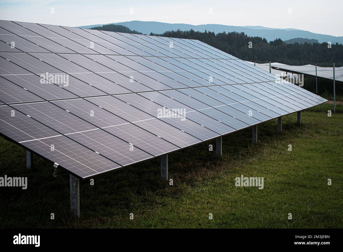 The solar system in the large photovoltaic power plant at daytime Stock ...
