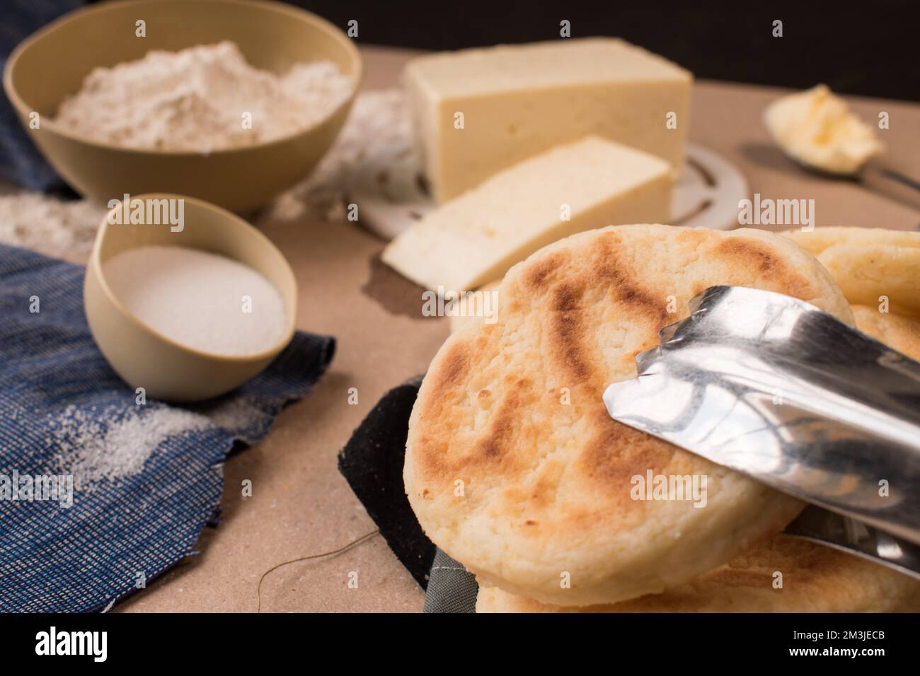 "Arepa" Clombian traditional food made with cheese Stock Photo - Alamy
