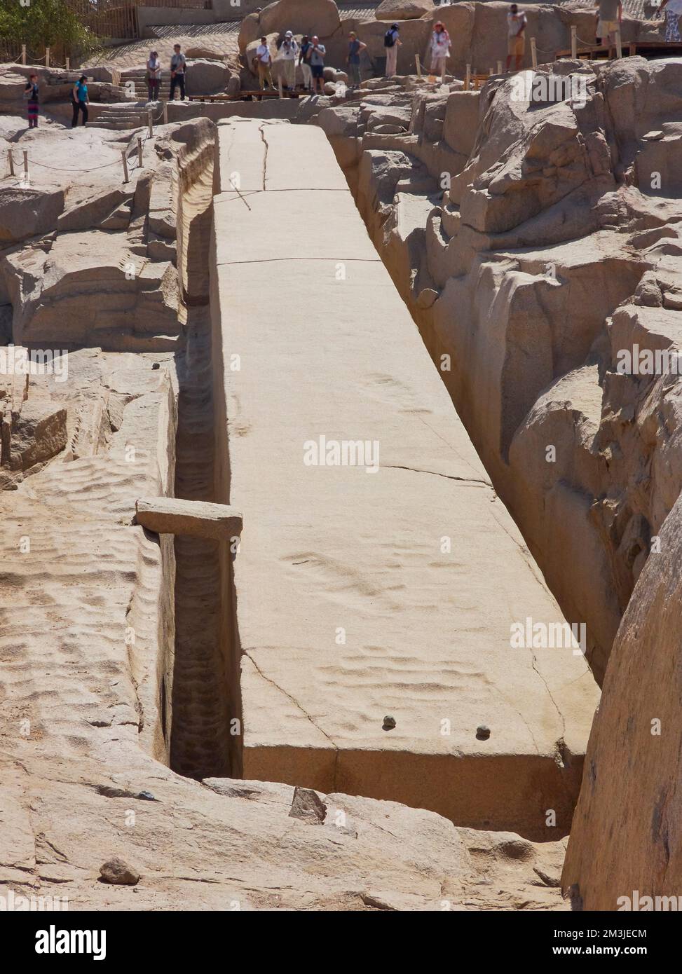 A panorama view of an unfinished obelisk in a quarry near Aswan, Egypt ...