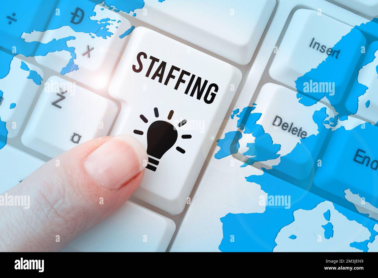 Text caption presenting Staffing. Word Written on The percentage of ...