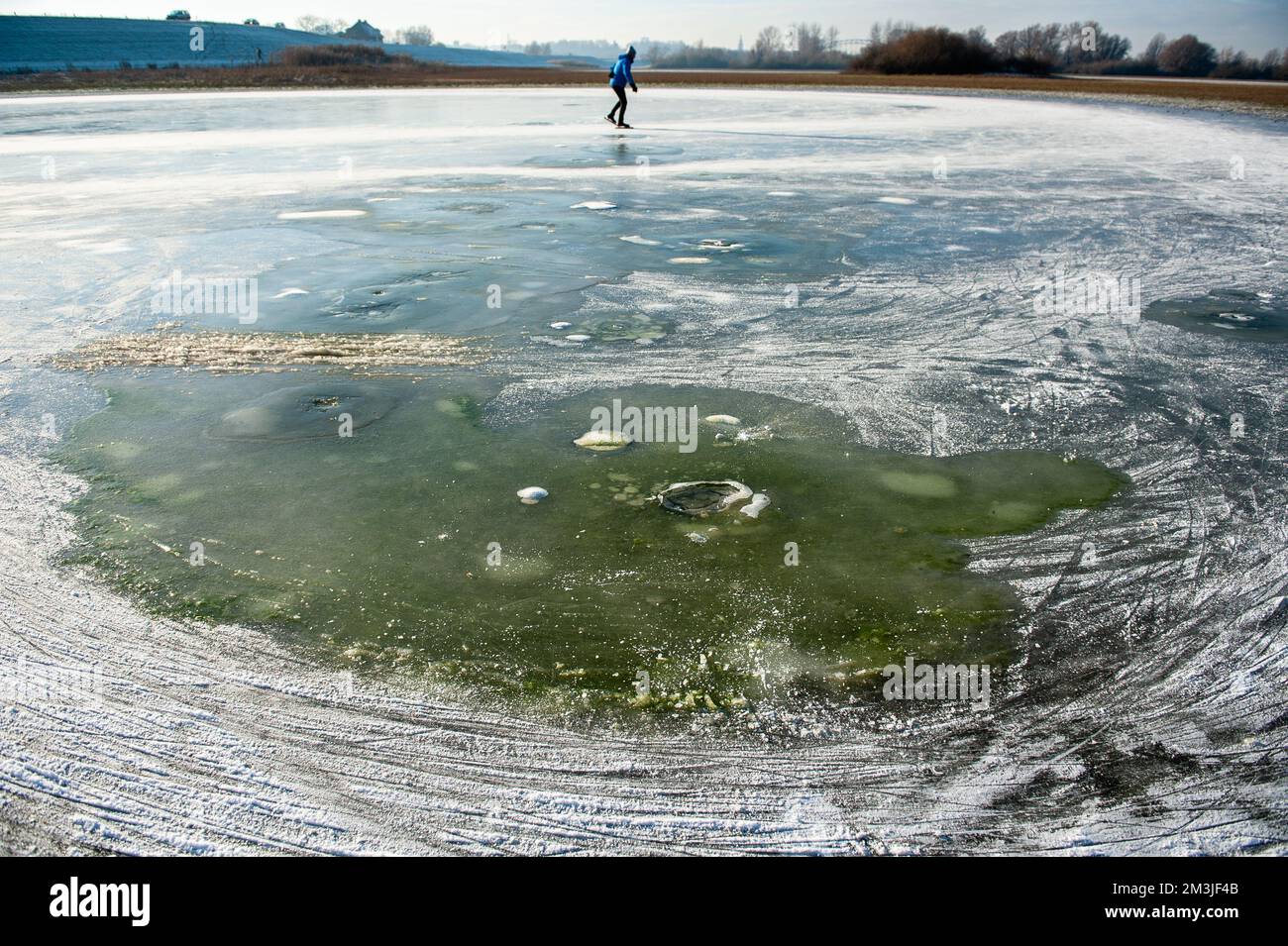 Nijmegen, Netherlands. 15th Dec, 2022. A man is seen skating on a ...