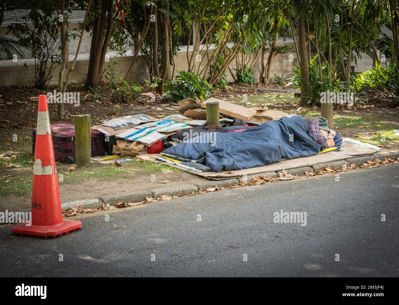 Tauranga New Zealand - April 4 2022; homeless asleep on roadside by ...
