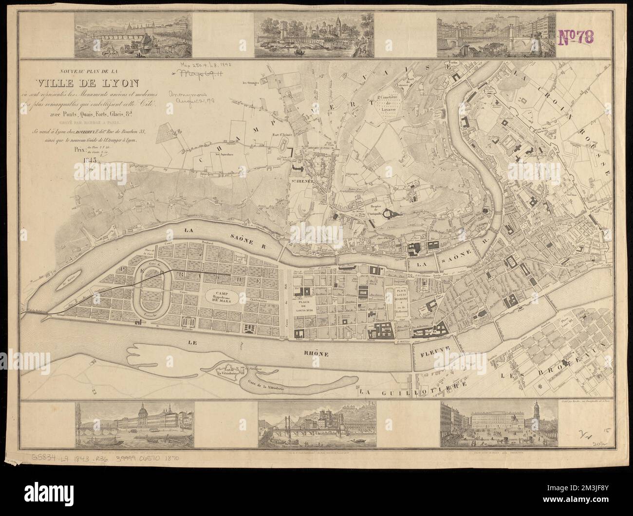 Nouveau plan de la ville de Lyon : où sont représentés les monuments ...