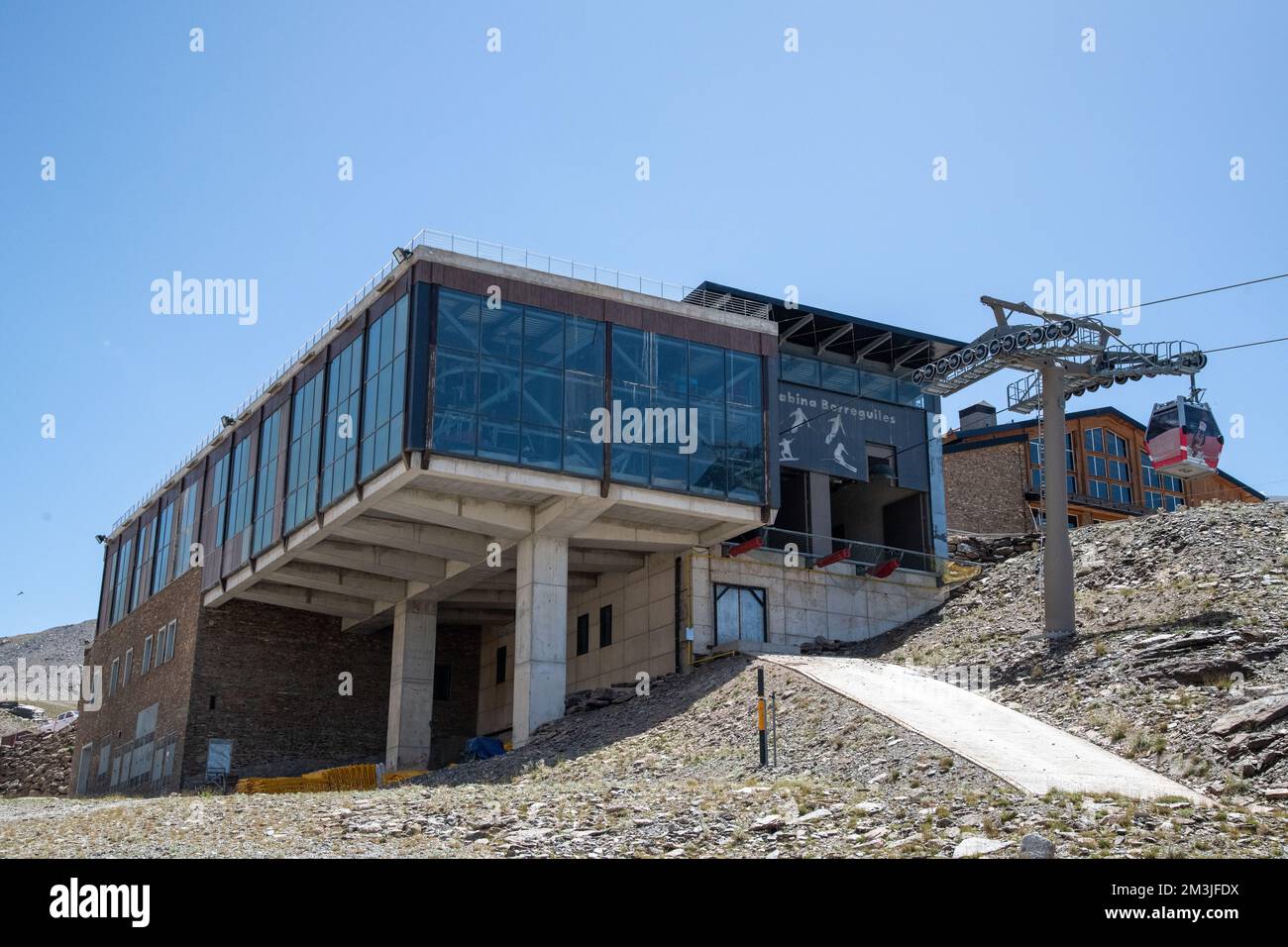 The ski lift system in the Sierra Nevada mountain range in Andalusia ...