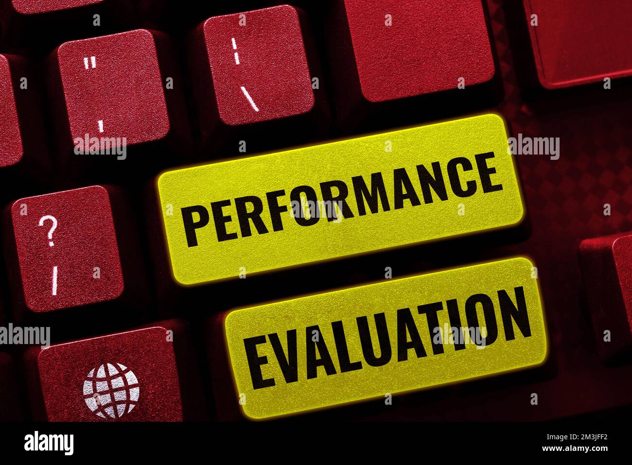 Sign displaying Performance Evaluation. Concept meaning the development and action planning of ...