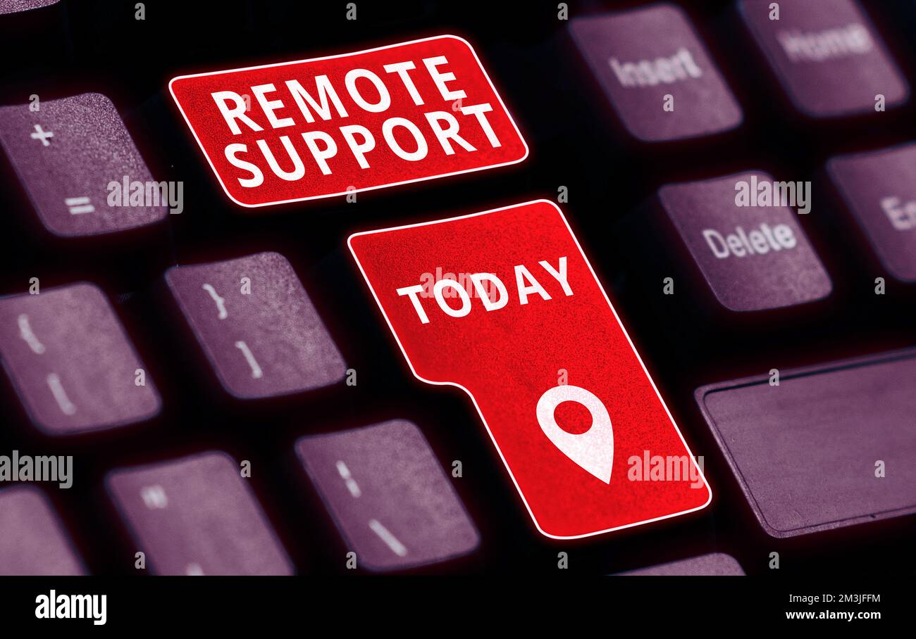 Conceptual caption Remote Support. Internet Concept help end-users to ...