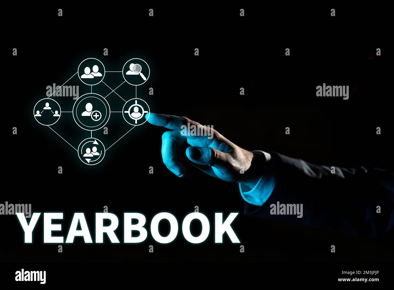 Sign displaying Yearbook. Conceptual photo publication compiled by ...