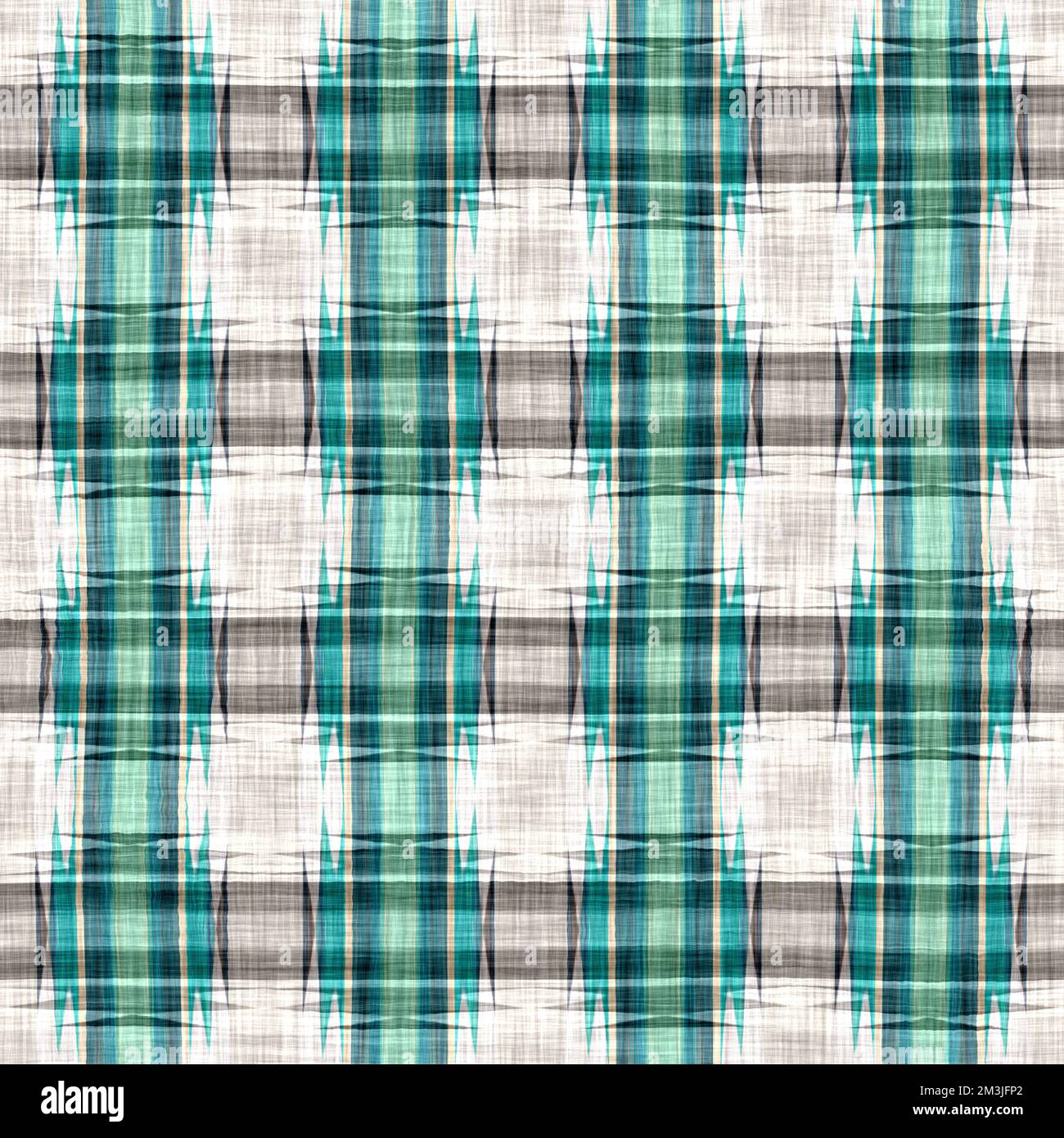 Teal rustic coastal beach house check fabric tile. Seamless sailor ...