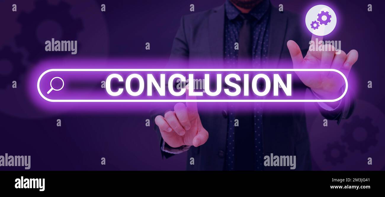 Hand writing sign Conclusion, Concept meaning Results analysis Final ...