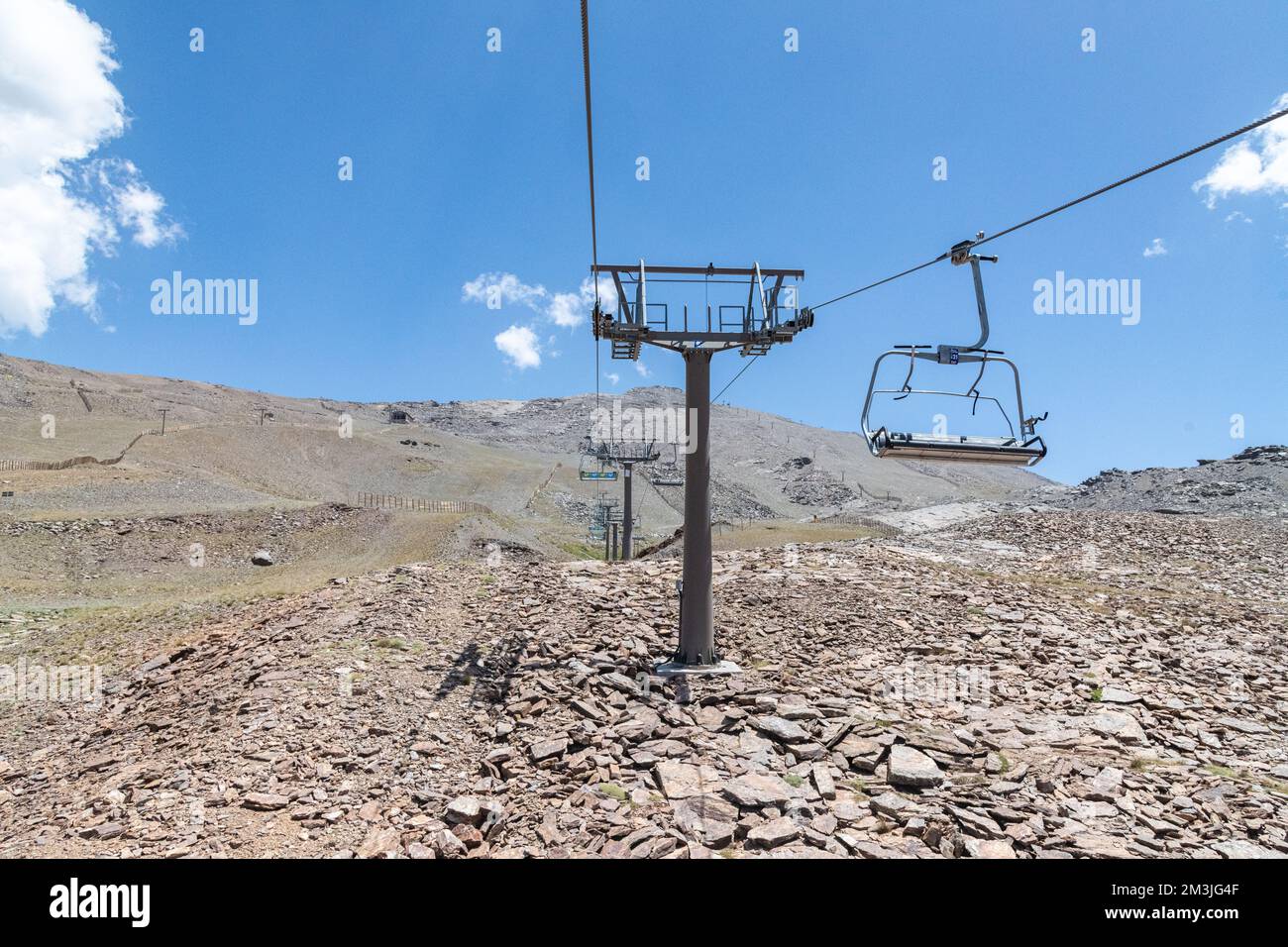 The ski lift system in the Sierra Nevada mountain range in Andalusia ...