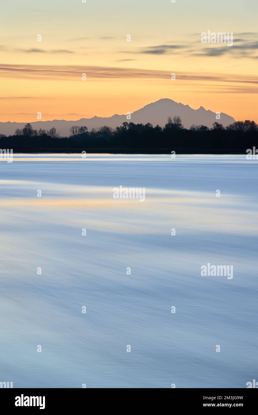 Tranquil Fraser River Dawn Vertical. Quiet early morning dawn on the ...