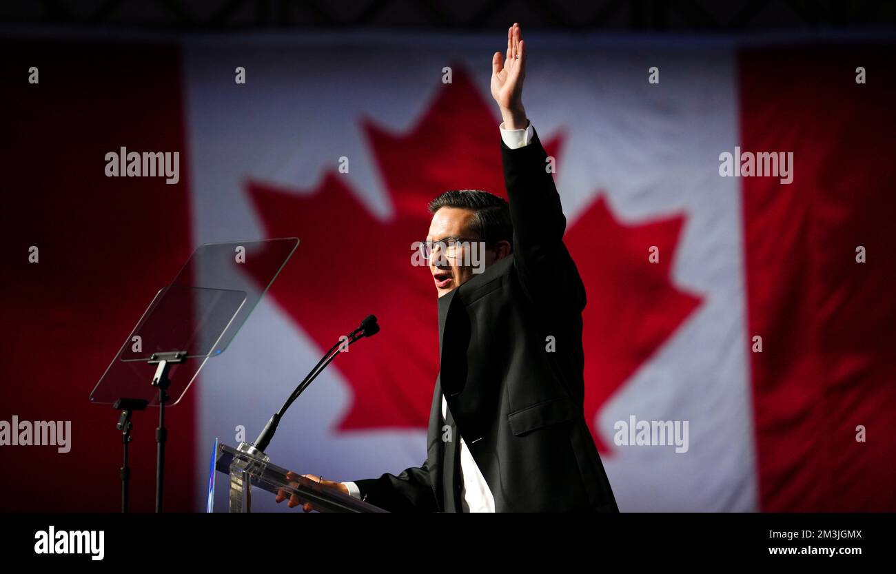 Newly elected Conservative Leader Pierre Poilievre speaks at the ...