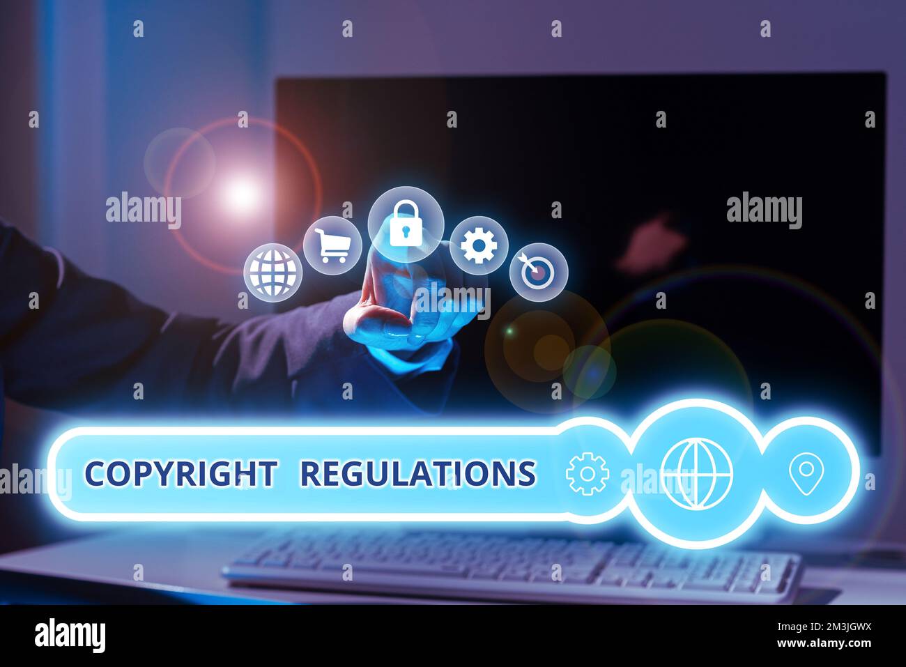 Text sign showing Copyright Regulations, Word Written on body of law ...