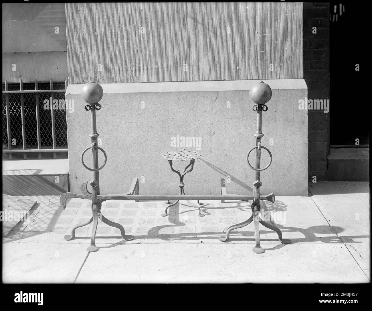 Objects, furniture, handwrought andirons, Welsh , Andirons, Ironwork ...
