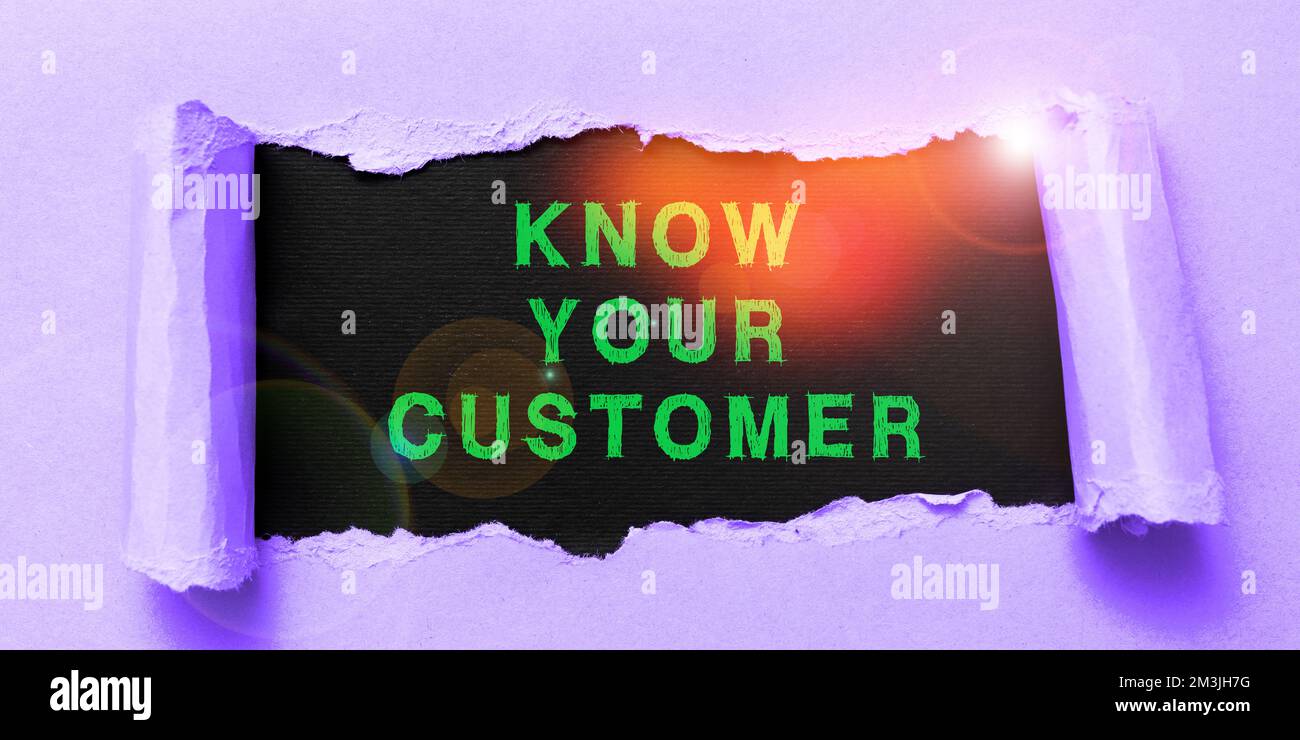 Hand writing sign Know Your Customer. Business approach Marketing ...