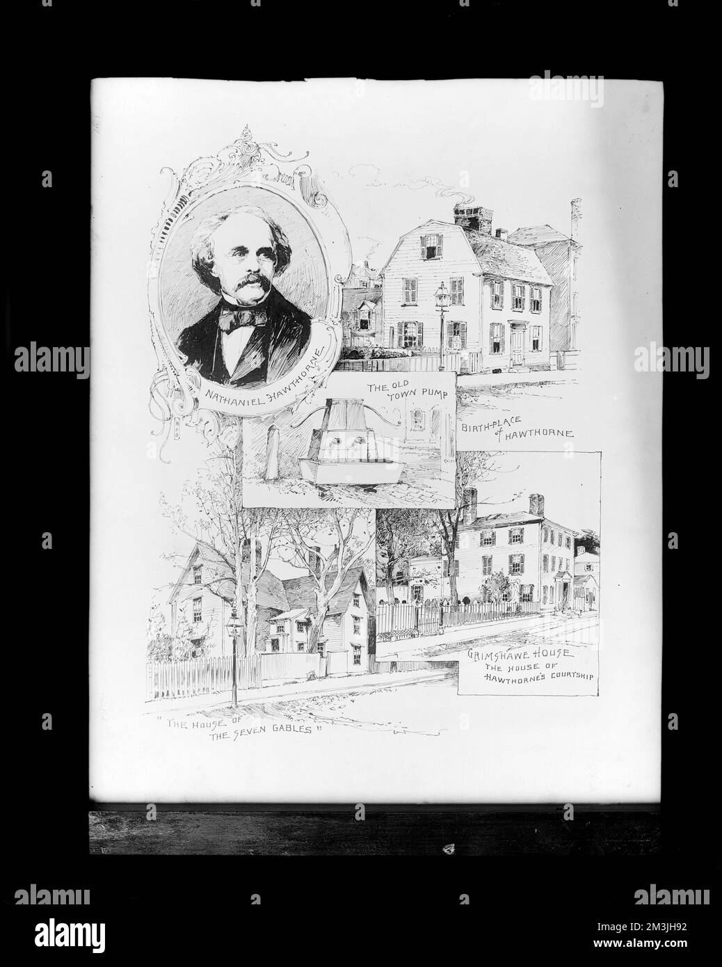 Objects, tile, a souvenir of Hawthorne , Tiles, Authors, Souvenirs ...