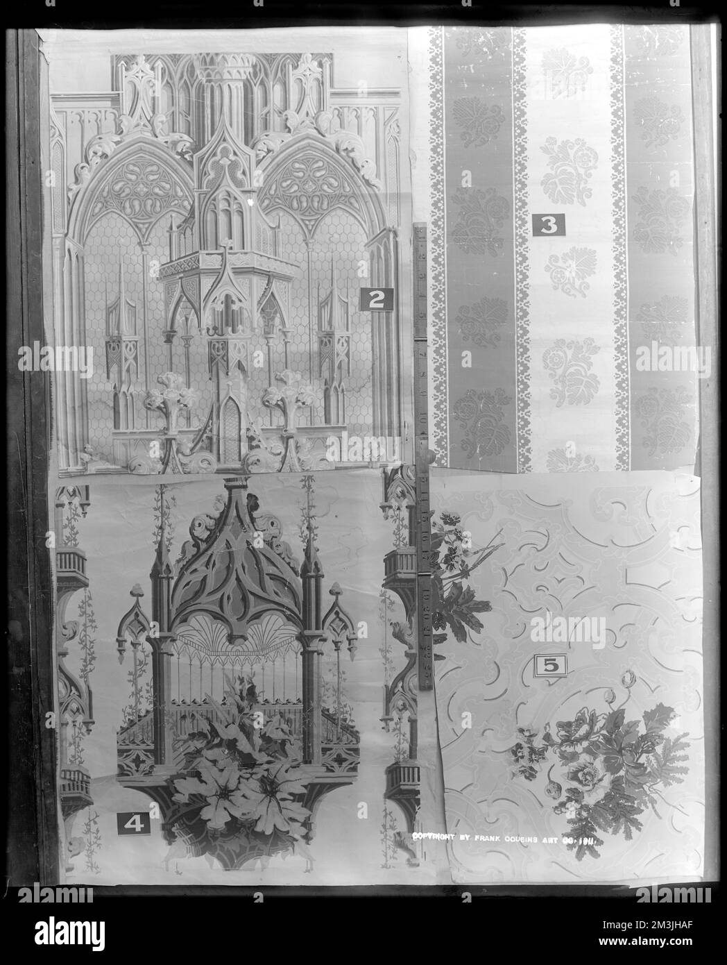 Objects, wallpaper, various designs, from Samuel Fowler house ...