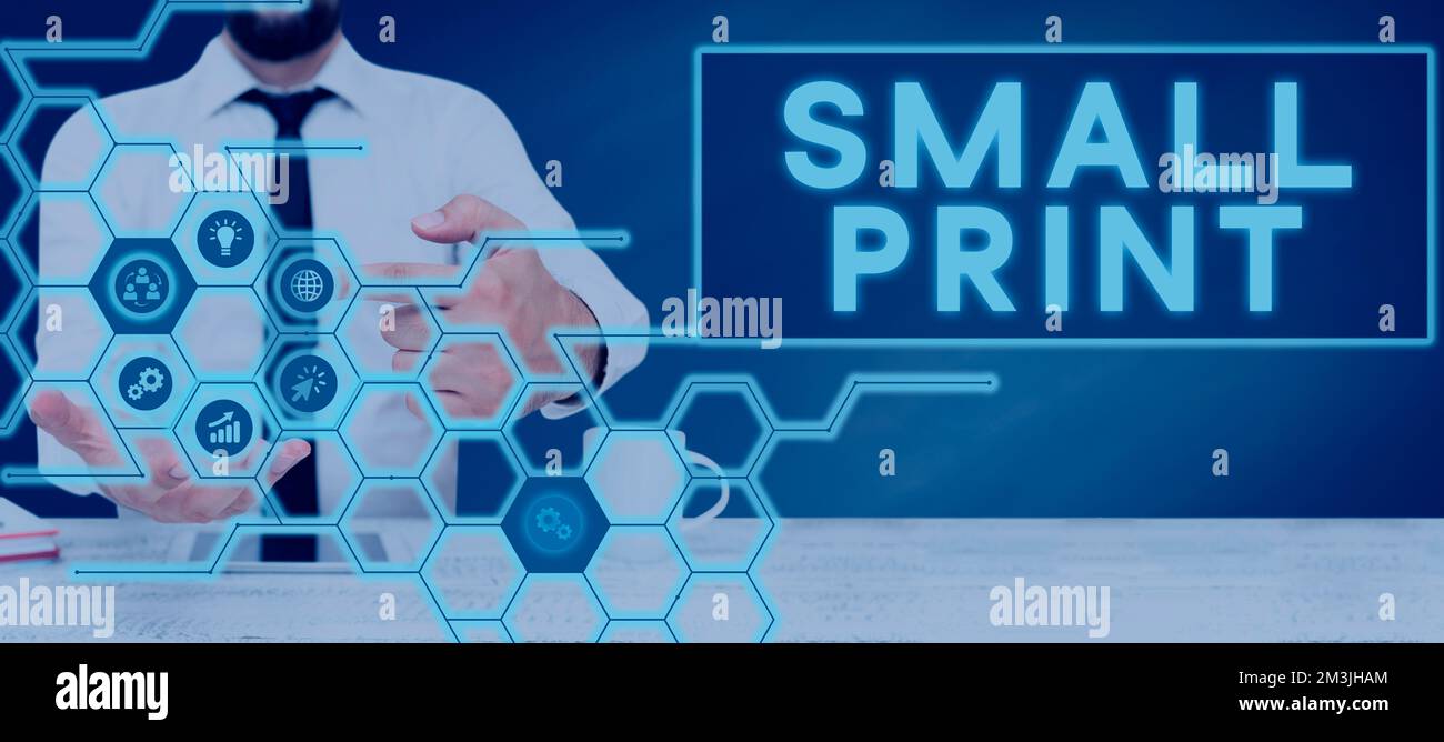 Conceptual display Small Print, Business overview document that ...