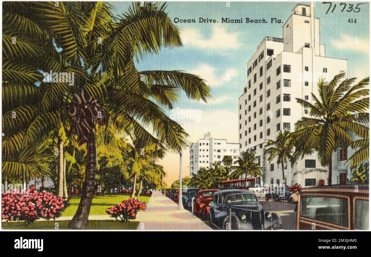 Ocean Drive, Miami, Beach, Florida , Cities & towns, Tichnor Brothers ...