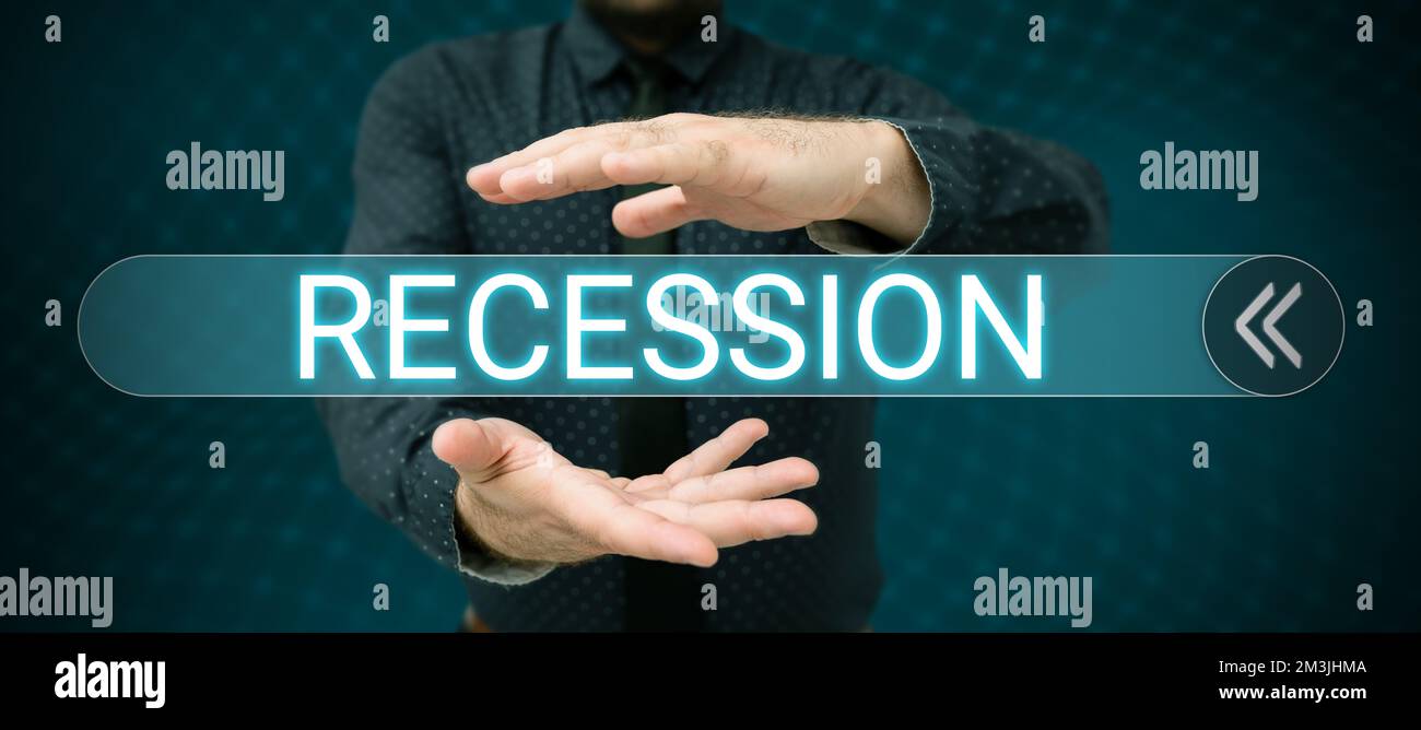 Text sign showing Recession, Internet Concept the process of ...