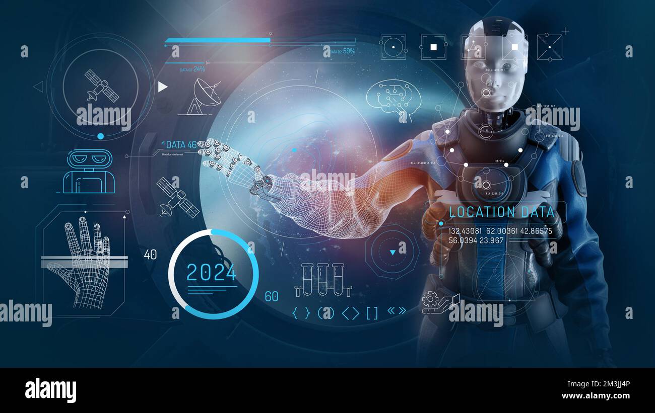 Development and use of robots in satellite antenna positioning Stock ...