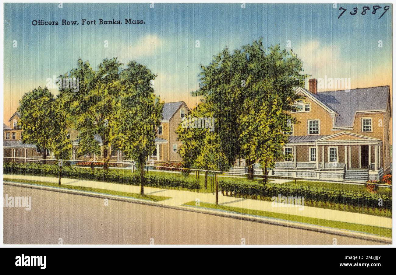 Officers Row, Fort Banks, Mass. , Military facilities, Tichnor Brothers ...