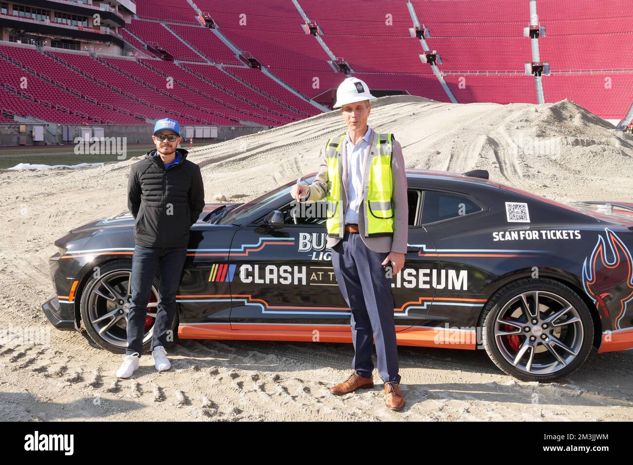 NASCAR driver Kyle Larson (left) and NASCAR track communications ...