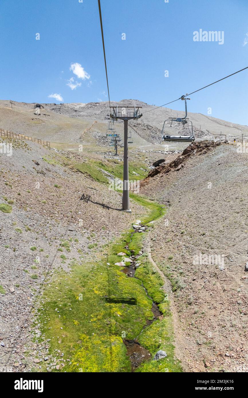 The ski lift system in the Sierra Nevada mountain range in Andalusia ...