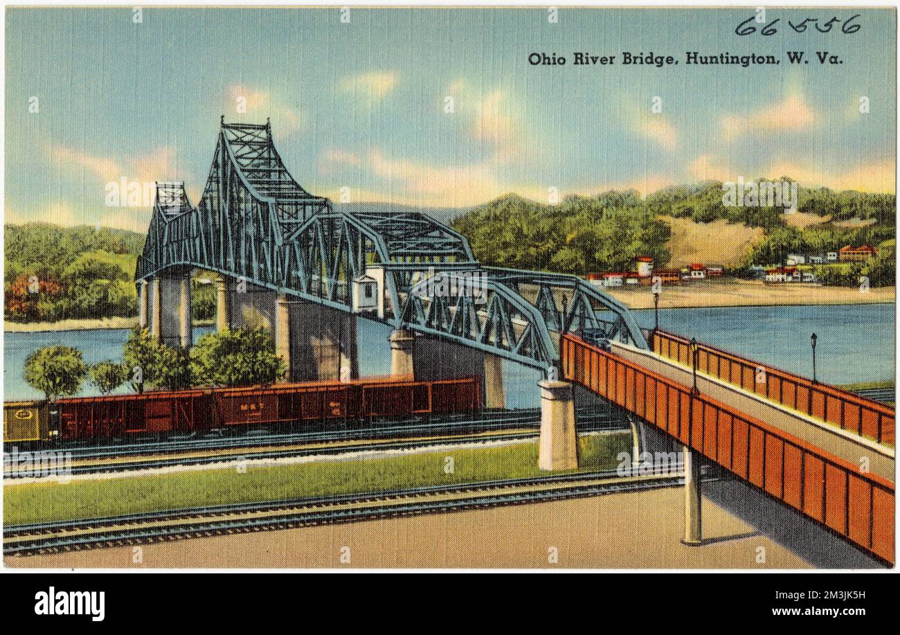 Ohio River Bridge, Huntington, W. Va. , Bridges, Tichnor Brothers ...