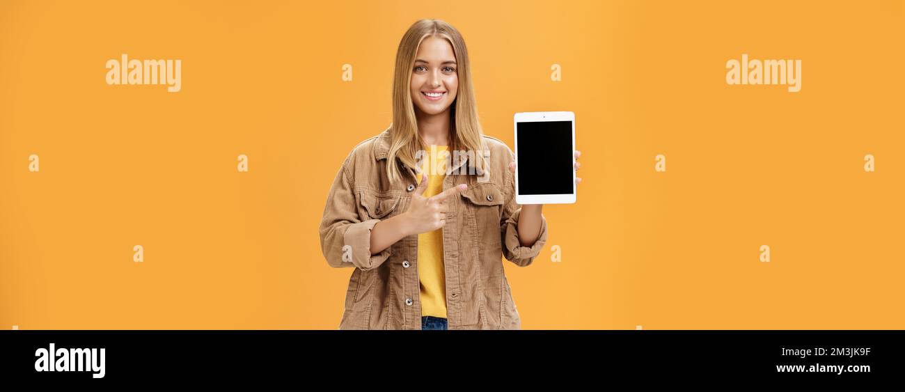 Get ready for autumn semister with new digital tablet. Portrait of ...