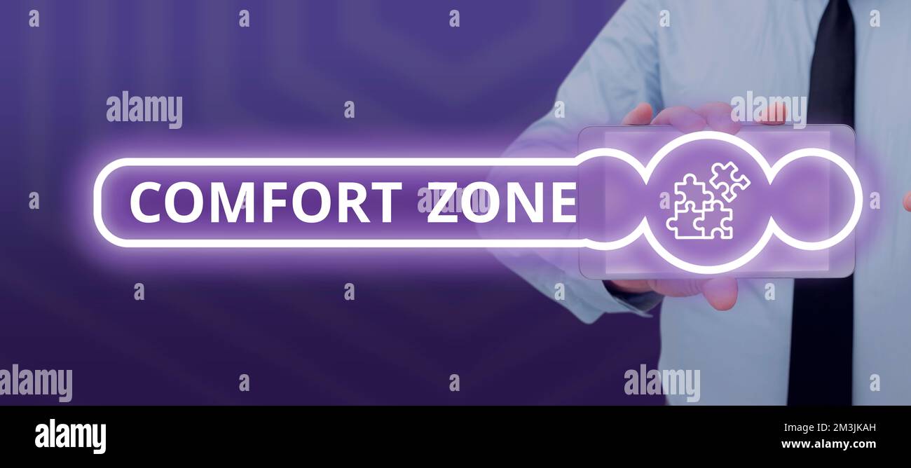 Text showing inspiration Comfort Zone. Word for A situation where one ...