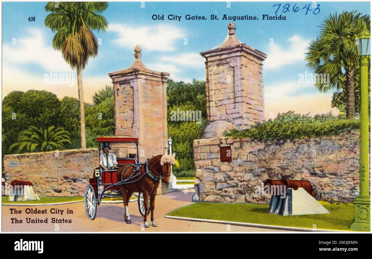 Old city gates, St. Augustine, Florida, The oldest city in the United ...