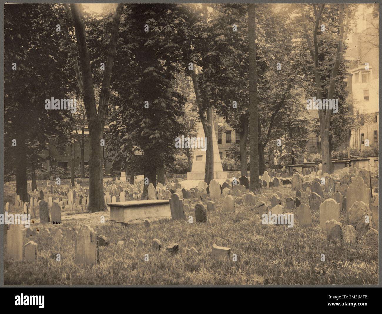 Old Granary Burying Ground showing the Franklin cenotaph , Historic ...