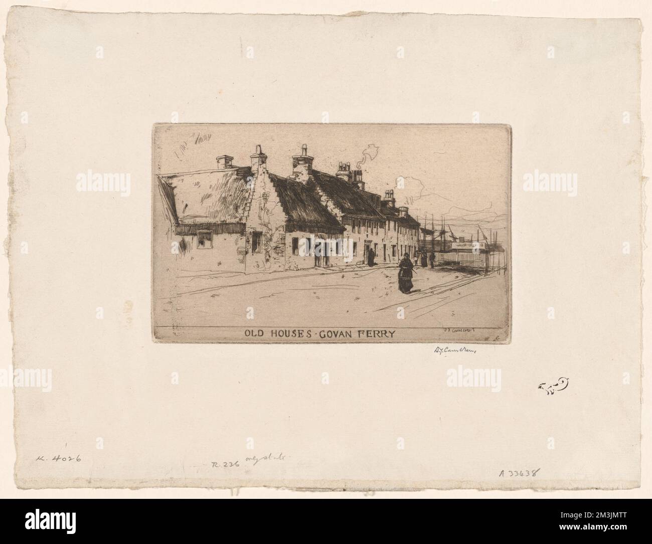 Old houses, Govan Ferry , Marine terminals. Sir David Young Cameron ...