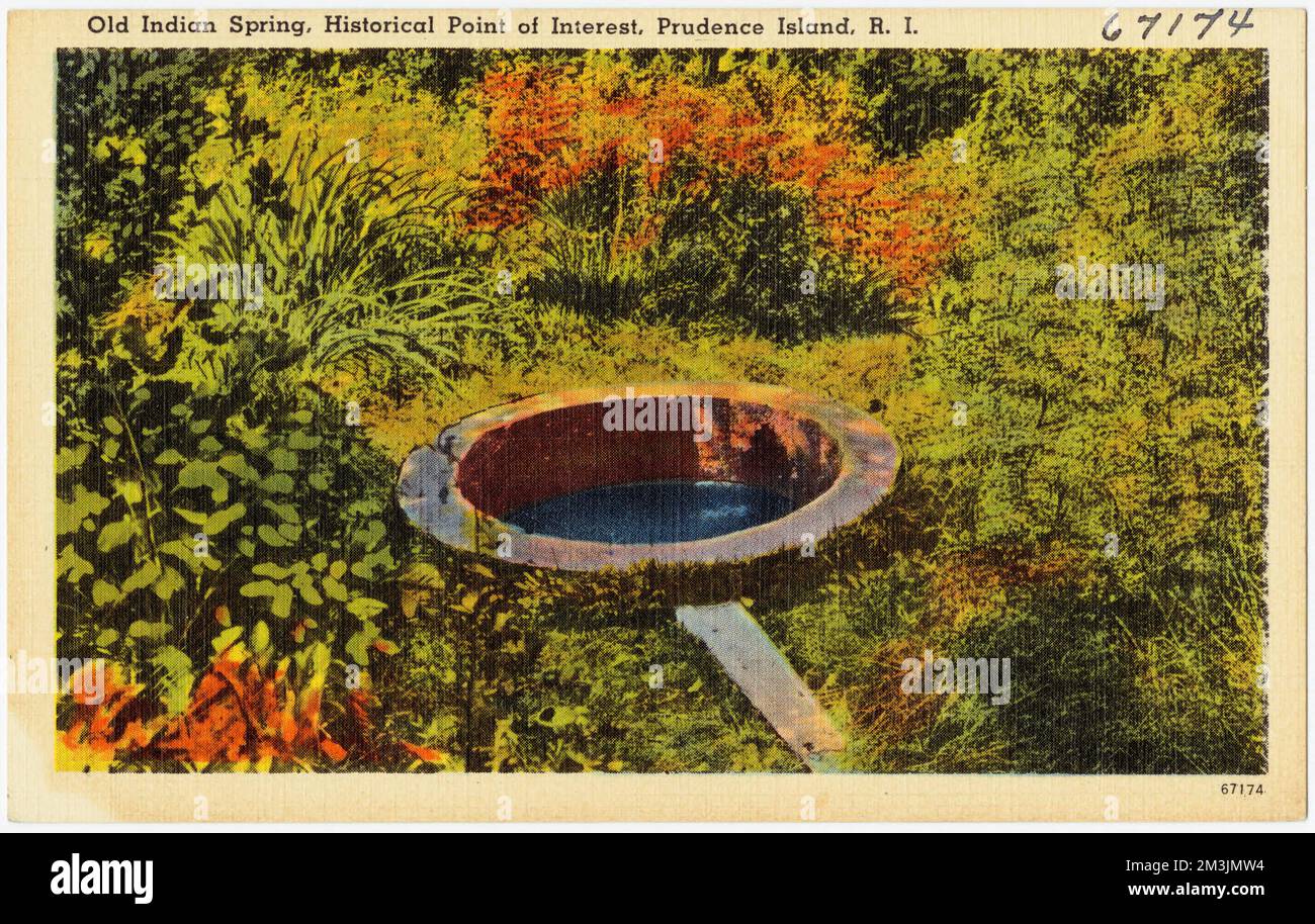 Old Indian Spring, historical point of interest, Prudence Island, R.I ...