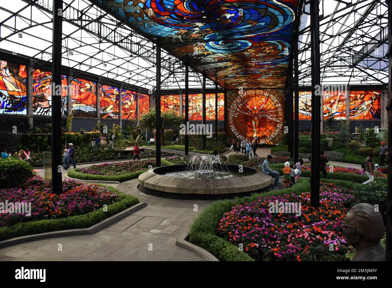 Detail of the Botanical Garden The Cosmovitral, this stained glass ...