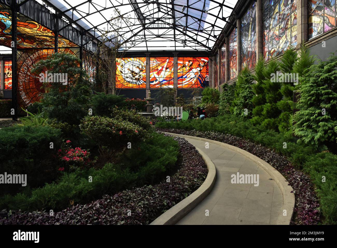 Detail of the Botanical Garden The Cosmovitral, this stained glass ...