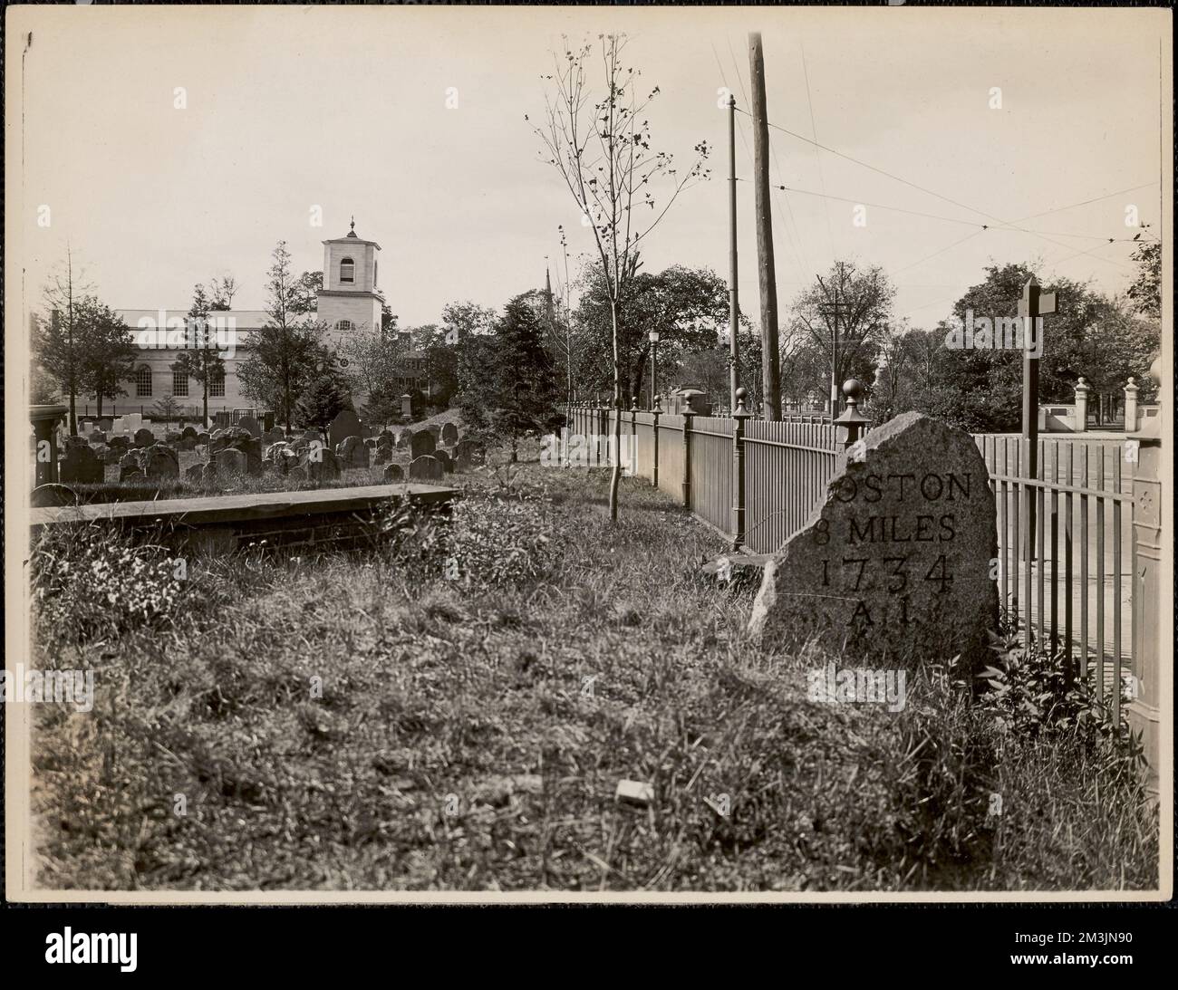 Old Milestone, Harvard Square, burial ground at Christ Church ...