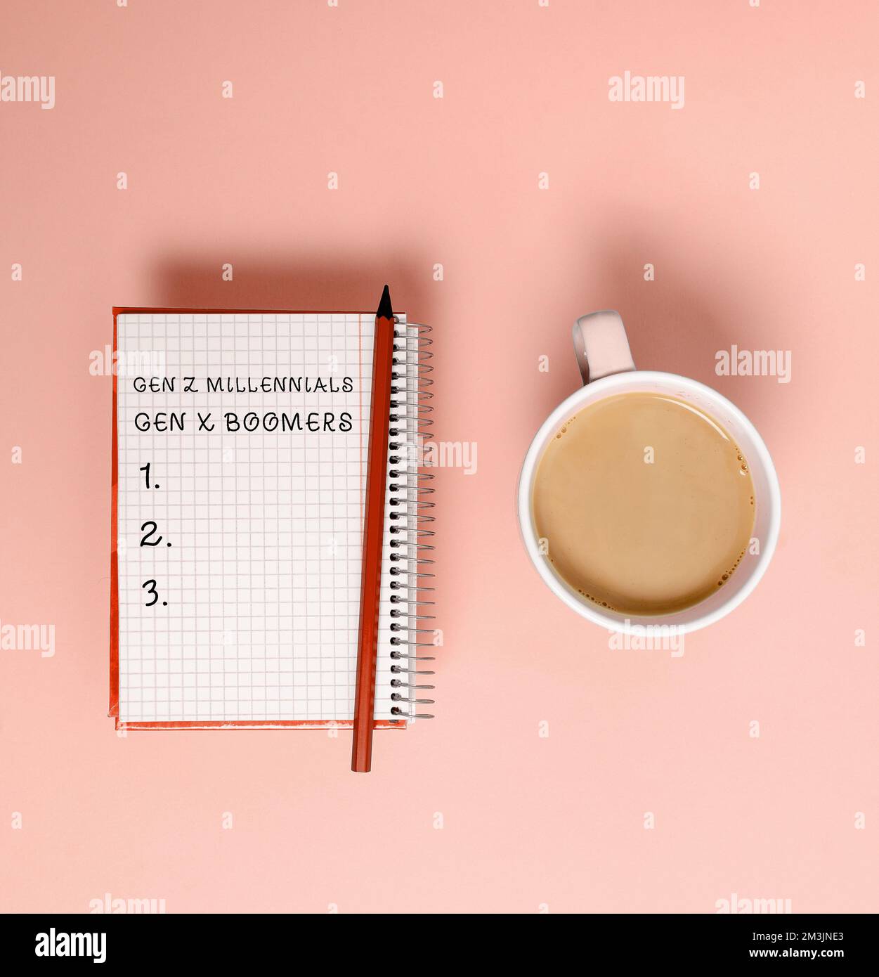 Hand writing sign Gen Z Millennials Gen X Boomers. Business overview ...