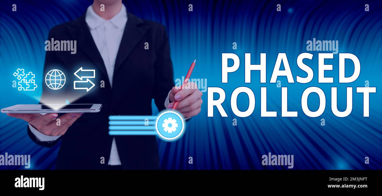 Text showing inspiration Phased Rollout. Internet Concept the practice of prescription drug ...