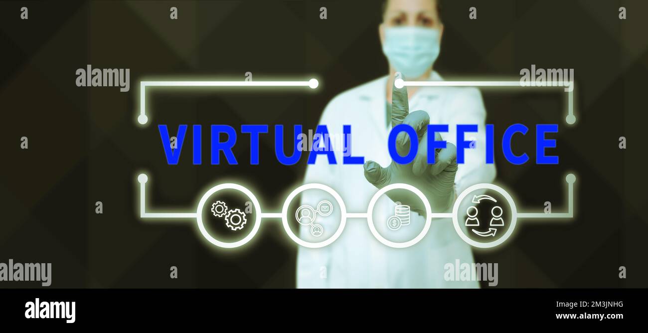 Text showing inspiration Virtual Office. Conceptual photo Mobile work ...