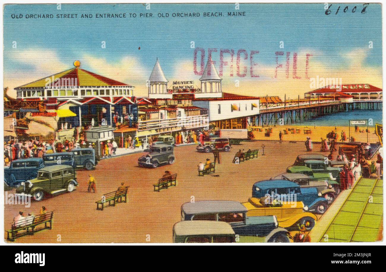 Old Orchard Street and Entrance to Pier, Old Orchard Beach, Maine ...