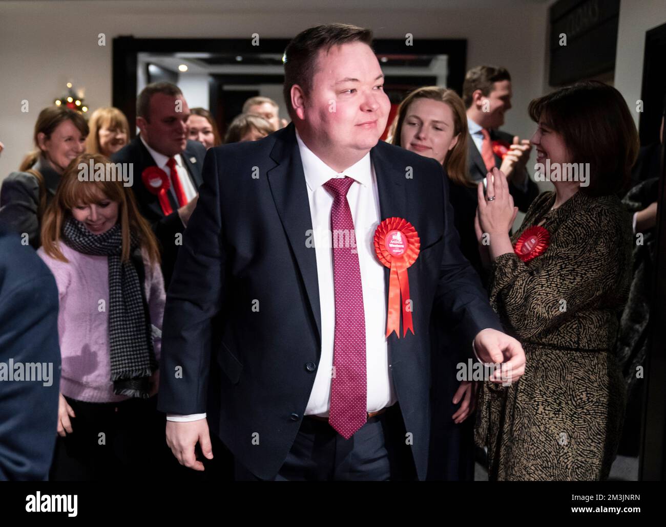 Labour candidate Andrew Western is greeted by party activists as he ...